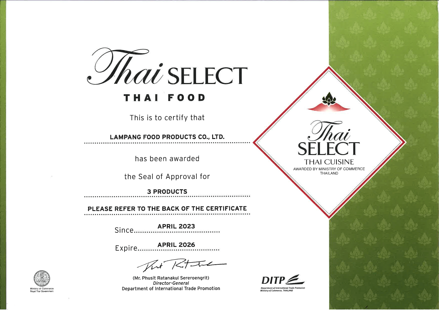 THAI SELECT AWARD - Lampang Food